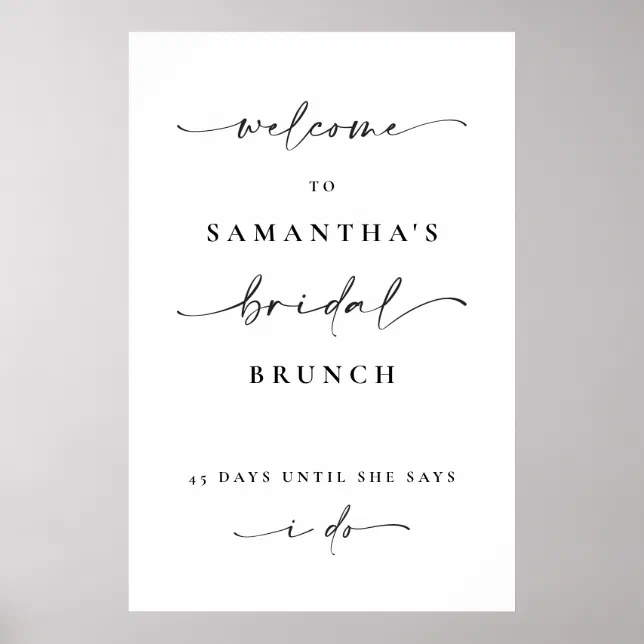 Bridal Brunch Welcome Sign Decor Minimal Poster | Zazzle
