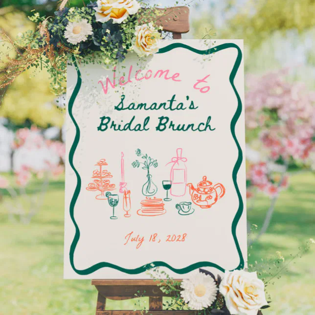 Bridal Brunch Welcome Sign Hand Drawn Bridal Brunc | Zazzle