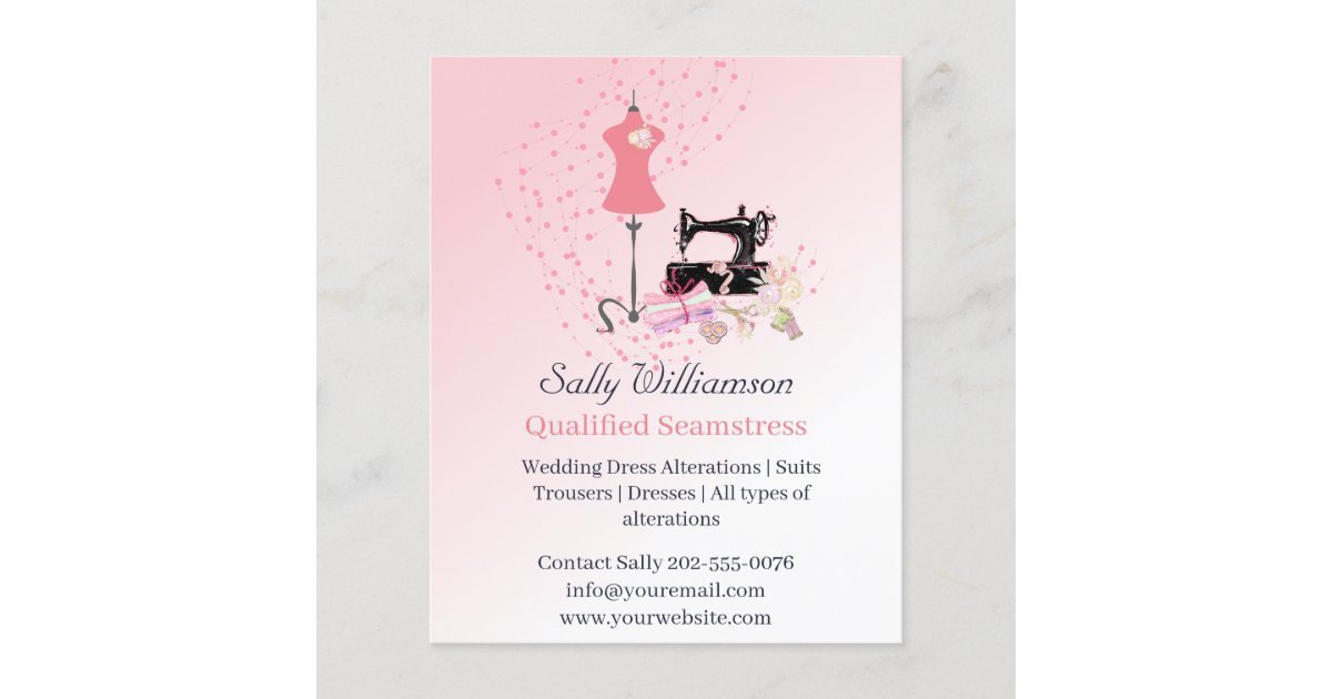 Bridal Dress Alterations Pink Advertising Flyer | Zazzle