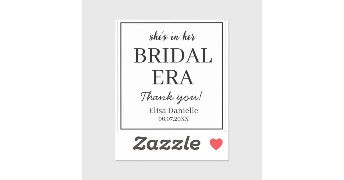 Bridal Era Minimalist Modern Custom Bridal Shower Sticker Zazzle