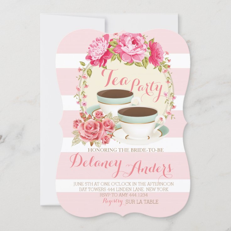 Bridal Floral Tea Party Invitations | Zazzle
