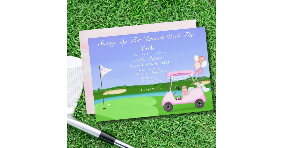 Bridal Golf Cart Bridal Shower Brunch Party Invitation | Zazzle