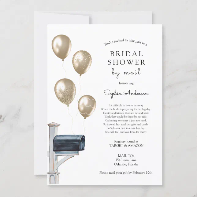 Bridal Long Distance Shower by Mail Invitation | Zazzle
