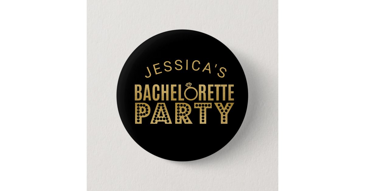 Bridal Party Gold Bachelorette Party Badges Pin | Zazzle