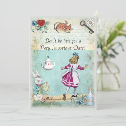 Bridal Shower Alice in Wonderland Don't Be Late Invitation | Zazzle
