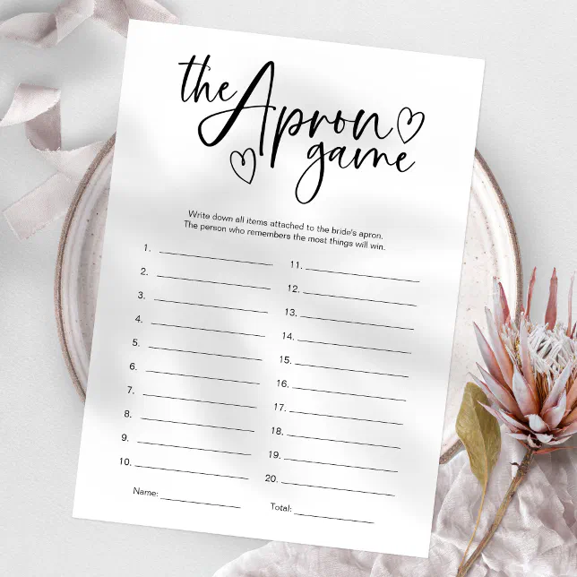 Bridal Shower Apron Memory Game Invitation Zazzle