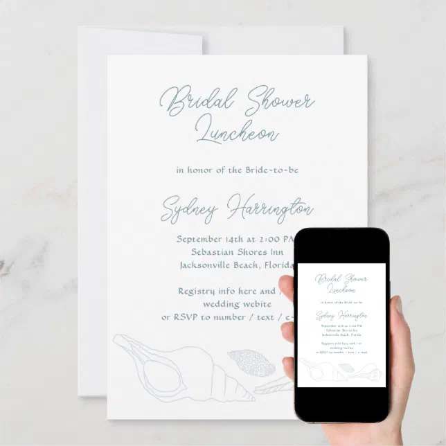 Bridal Shower Beach Shells Invitation Template | Zazzle