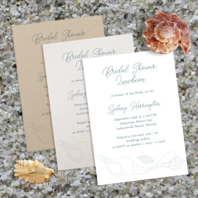 Bridal Shower Beach Shells Invitation Template | Zazzle