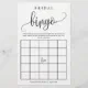 Bridal Shower Bingo Calligraphy Paper Game Card | Zazzle
