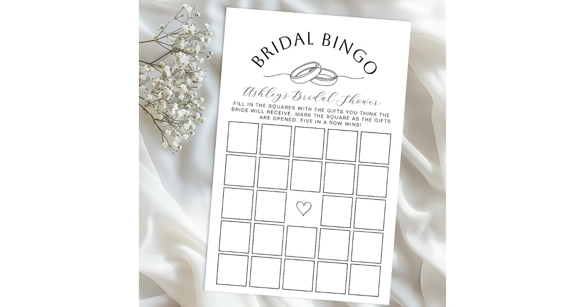 Bridal Shower Bingo Game with Rings Design | Zazzle