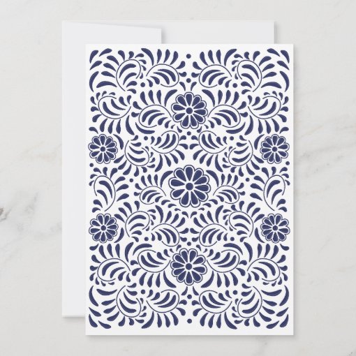 BRIDAL SHOWER BLUE TALAVERA FLOWERS Invitation | Zazzle
