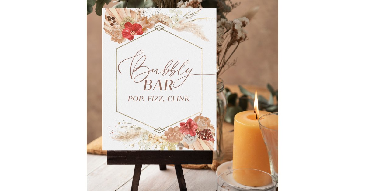 Bridal Shower Bubbly Bar Pop Fizz Clink Sign | Zazzle