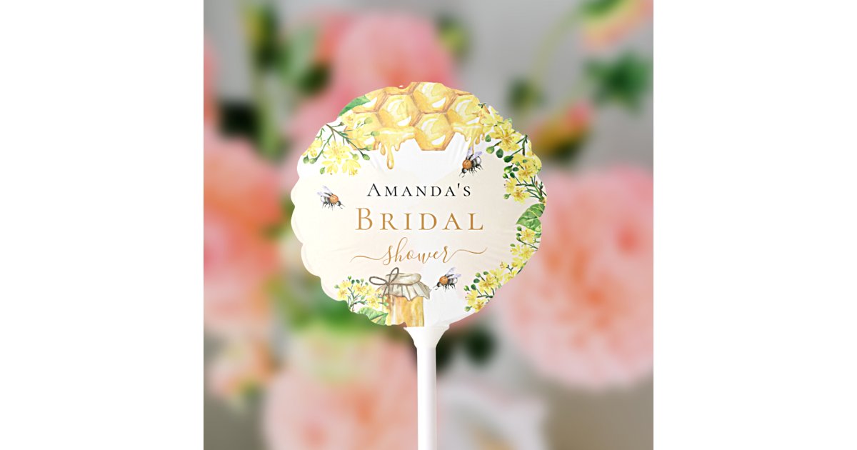 Bridal Shower Bumble bees honey yellow florals Balloon | Zazzle