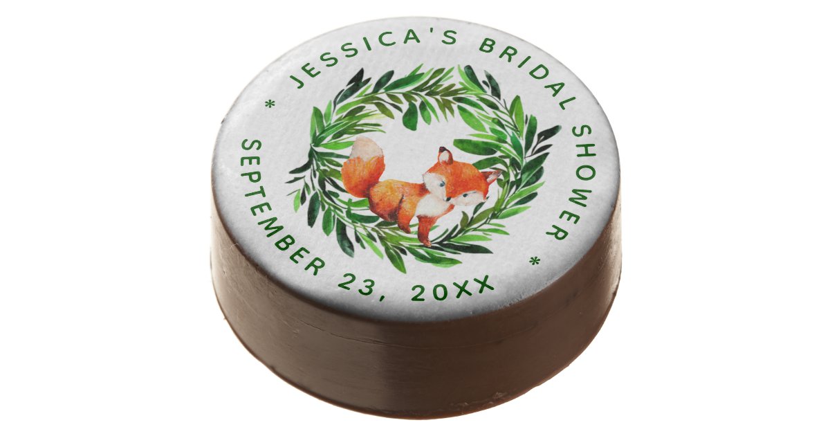 Bridal Shower Cute Fox Greenery Foliage Watercolor Chocolate Covered ...