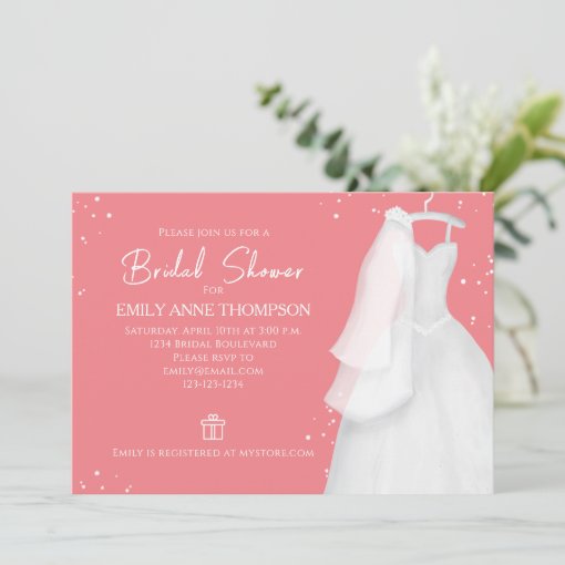 Bridal Shower Elegant Bride Wedding Vintage Gown Invitation | Zazzle
