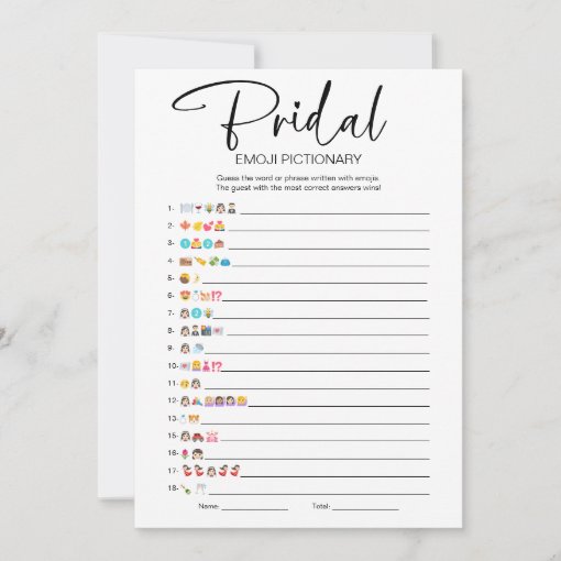 Bridal Shower Emoji Pictionary Game Invitation | Zazzle