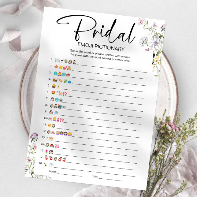 Bridal Shower Emoji Pictionary Game Invitation | Zazzle
