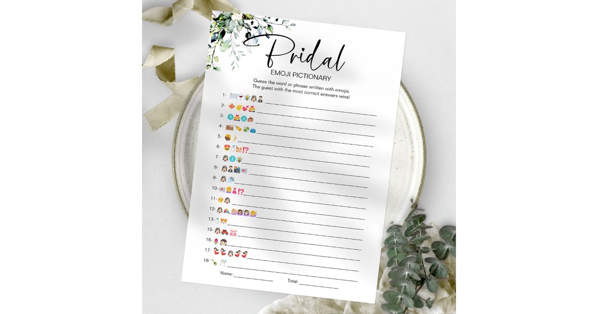 Bridal Shower Emoji Pictionary Game Invitation | Zazzle