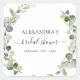 Bridal Shower Eucalyptus Greenery Succulent Square Sticker | Zazzle