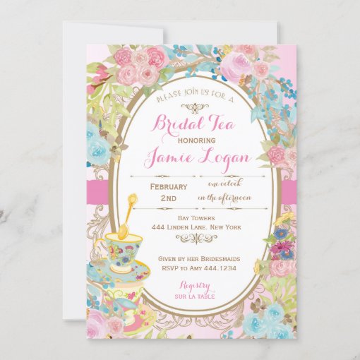 Bridal Shower Floral Tea Party Invitation | Zazzle