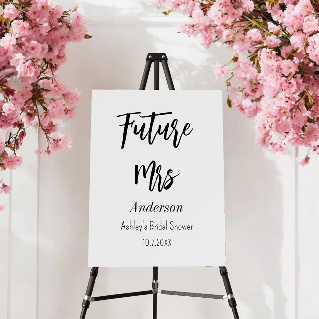 Bridal Shower Future Mrs White Sign Foam Board | Zazzle