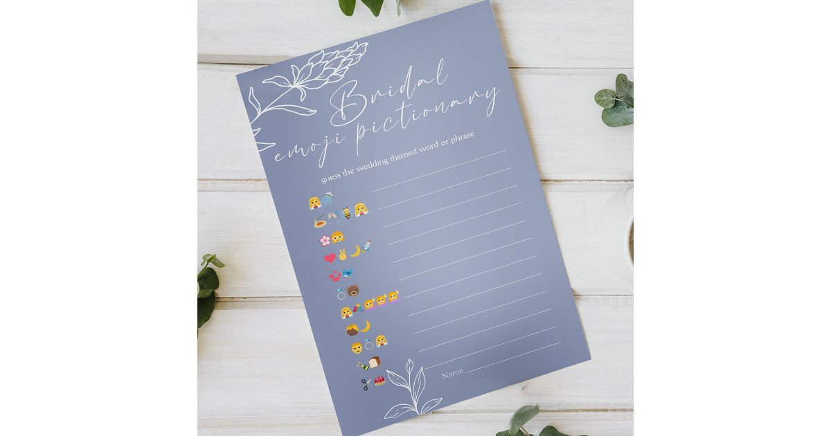 Bridal Shower Game Emoji Pictionary Periwinkle | Zazzle