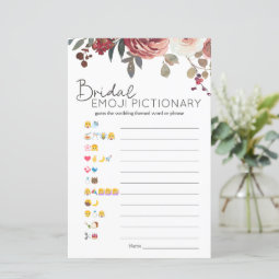 Bridal Shower Game Emoji Pictionary Red Blush Rose | Zazzle