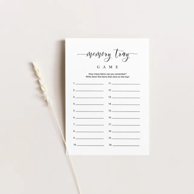 Bridal Shower Game Memory Tray Item Game Card | Zazzle