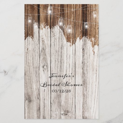 Bridal Shower Game Rustic Wood Guess the Dress Flyer | Zazzle