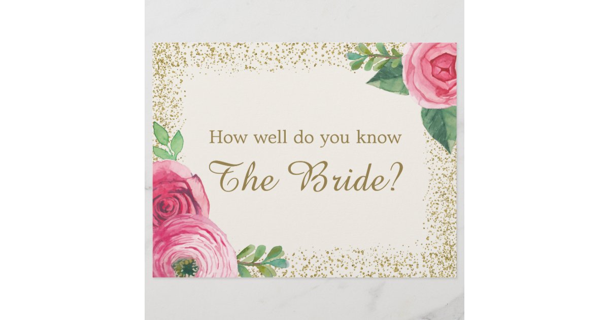 Bridal Shower Game Sign - 8.5x11 | Zazzle