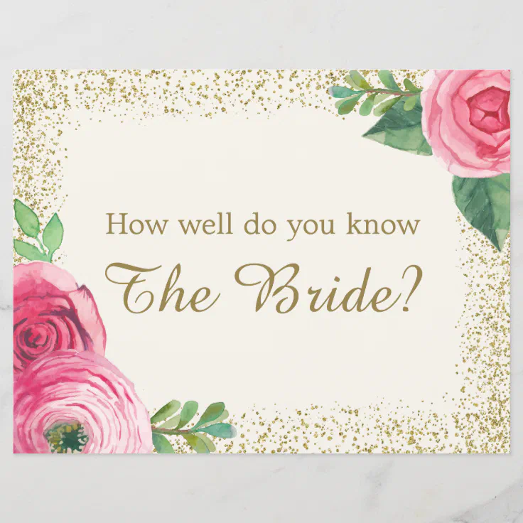 Bridal Shower Game Sign - 8.5x11 | Zazzle