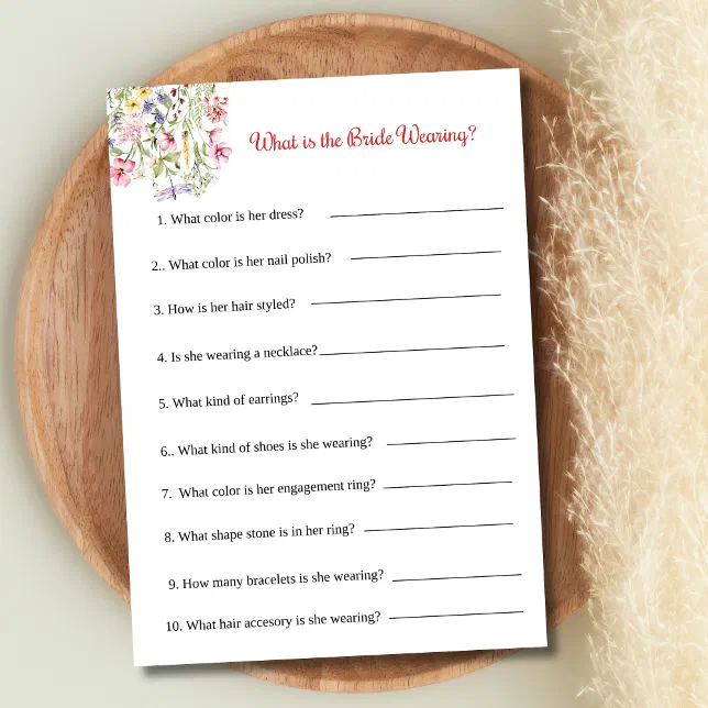Bridal Shower Game What is the Bride Wearing Invitation | Zazzle