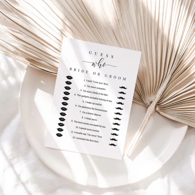 Bridal Shower Game Who Said It the Bride or Groom? Invitation | Zazzle