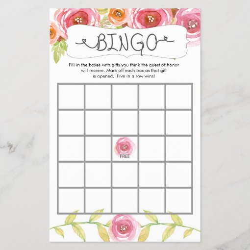 Bridal Shower Games purse bingo, pink floral 3605 | Zazzle