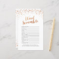 Bridal Shower Games Word Scramble Rose Gold Game | Zazzle