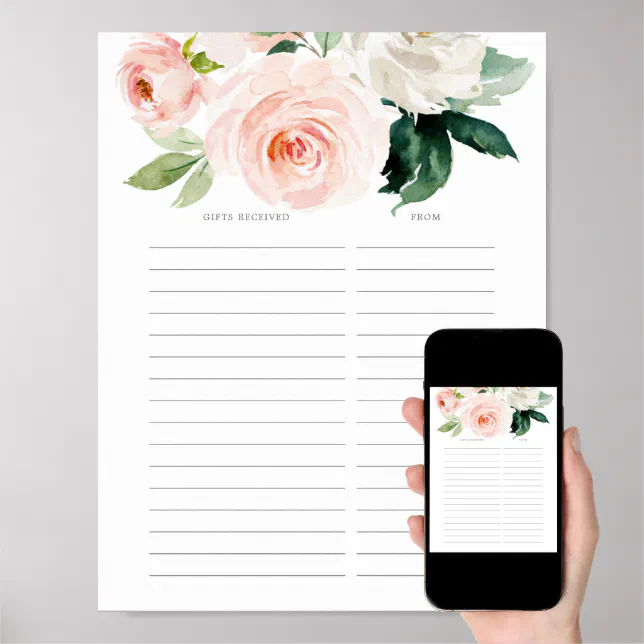 Bridal Shower Gift List Gifts Received Poster | Zazzle