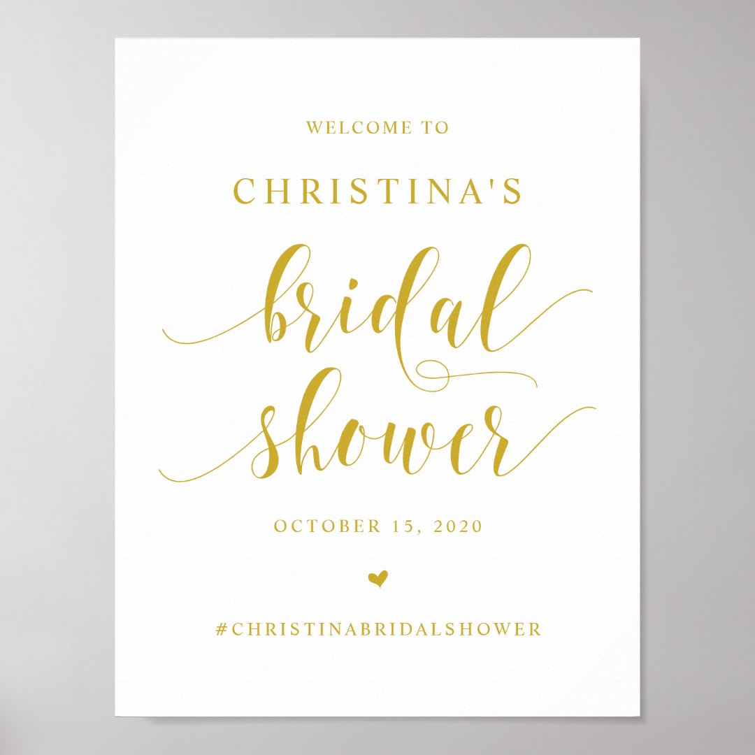 Bridal Shower, Gold Modern wedding font Poster | Zazzle