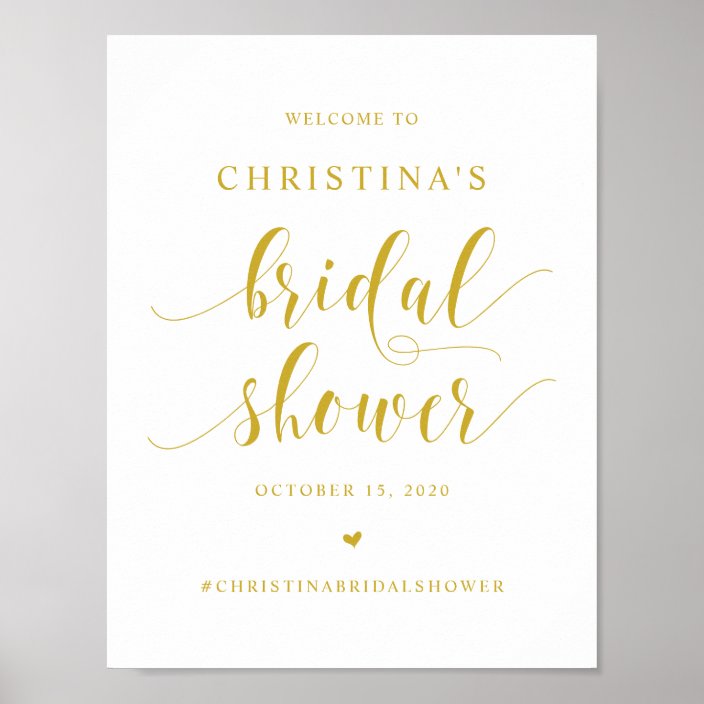 Bridal Shower, Gold Modern wedding font Poster | Zazzle