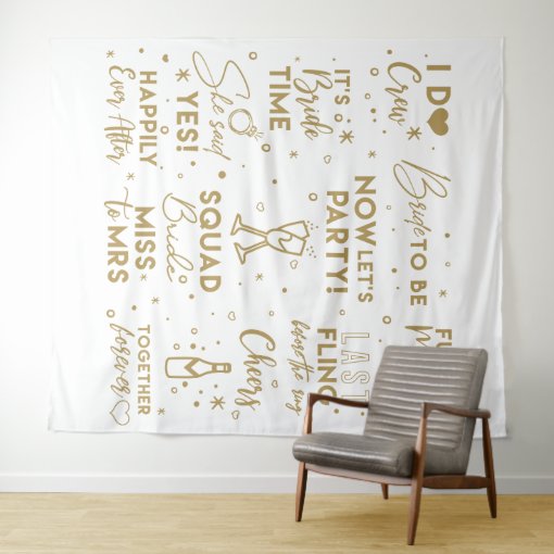 Bridal Shower goldtext photo booth Backdrop banner | Zazzle