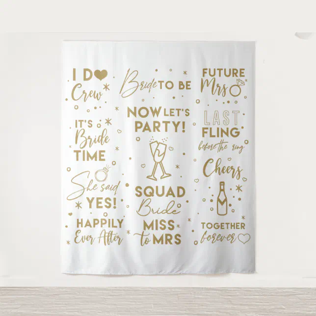 Bridal Shower goldtext photo booth Backdrop banner | Zazzle