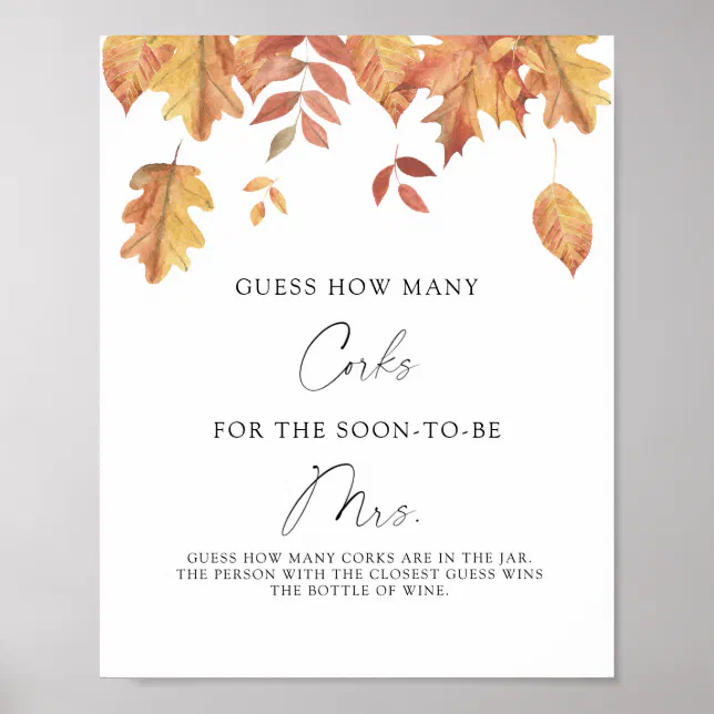 Bridal Shower Guess How Many Corks Poster | Zazzle