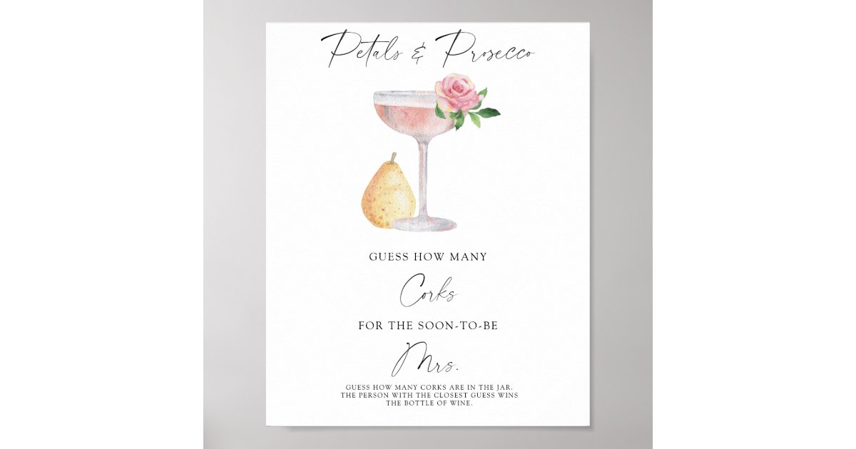 Bridal Shower Guess How Many Corks Poster | Zazzle