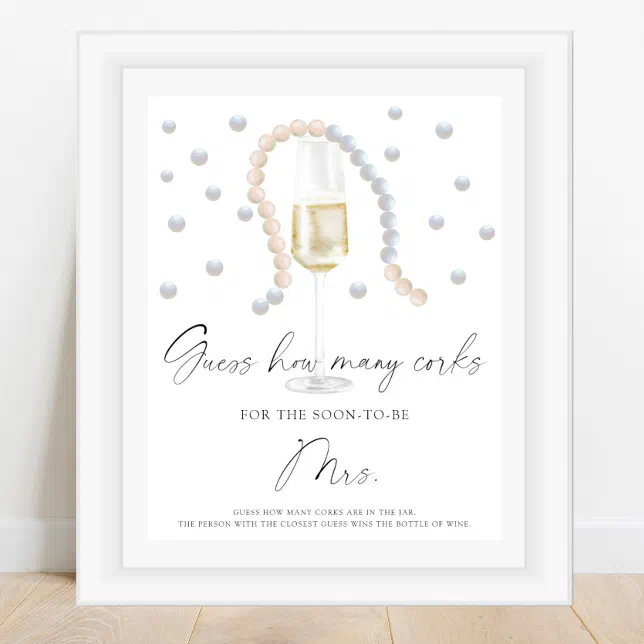 Bridal Shower Guess How Many Corks Poster | Zazzle