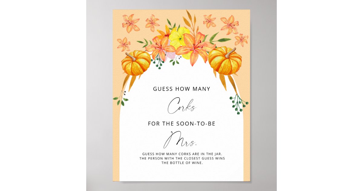 Bridal Shower Guess How Many Corks Poster | Zazzle