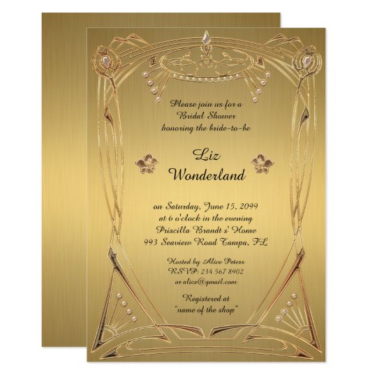 Bridal Shower Honoring, great Gatsby, GOLD Invitation | Zazzle.com