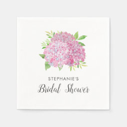 Bridal Shower Hydrangea Pink Floral Napkins | Zazzle