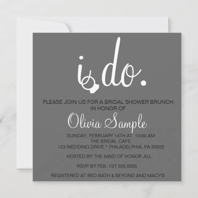 Bridal Shower I do Invitation | Zazzle