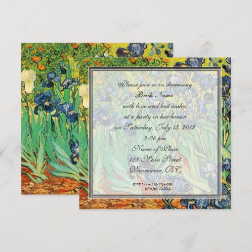Bridal shower invitation, Vincent van Gogh,Irises Invitation | Zazzle