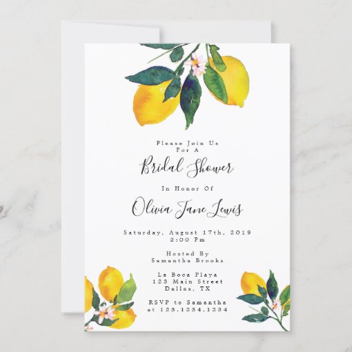 Bridal Shower Invites, Lemon Bridal Shower Invitation | Zazzle
