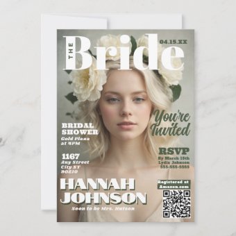 Bridal Shower Modern Magazine Cover Invitation | Zazzle